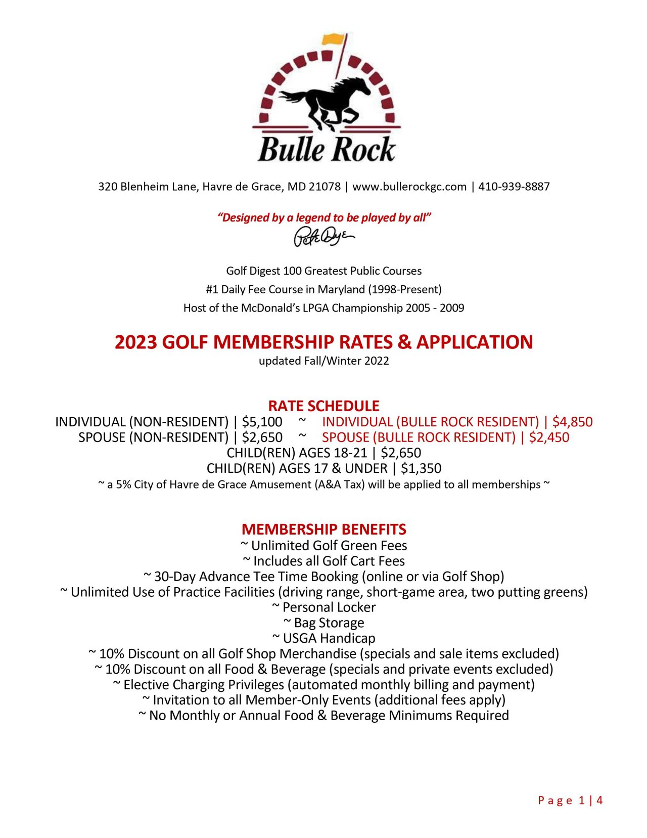 Membership Information | Bulle Rock