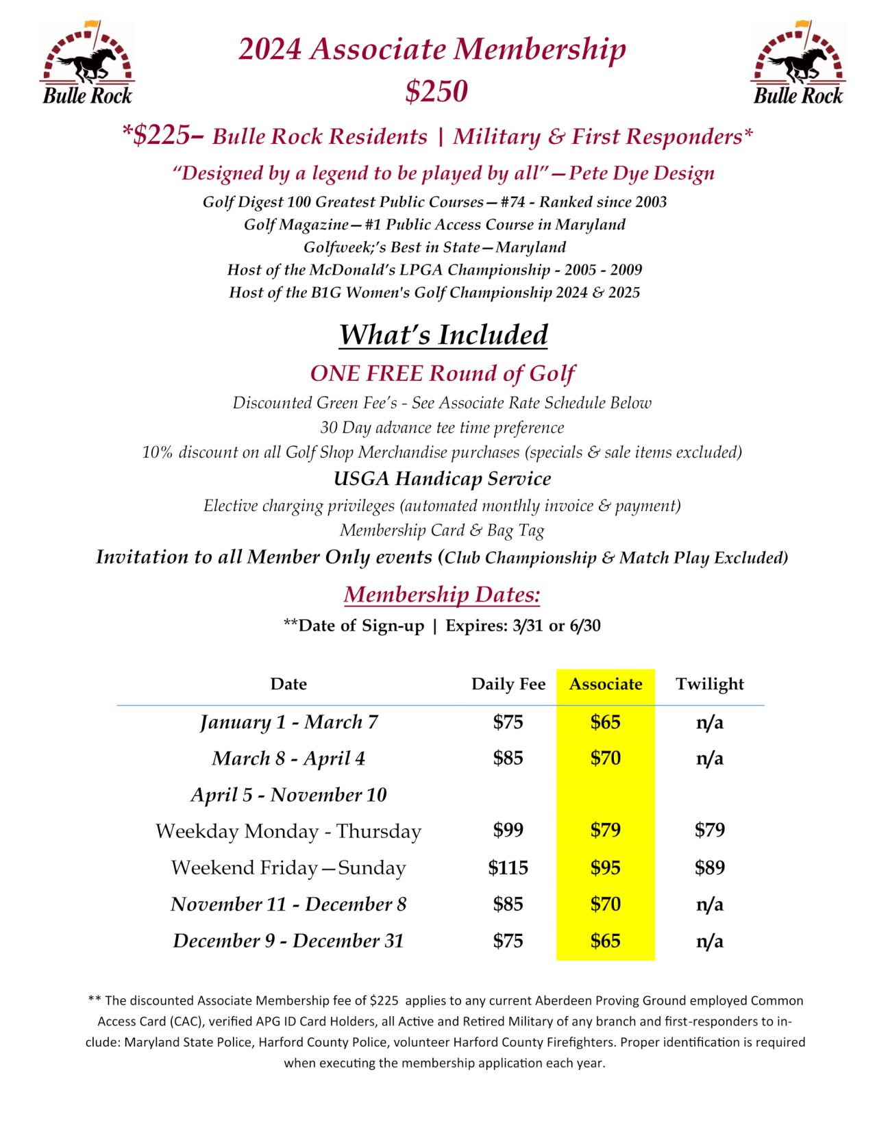 Membership Information | Bulle Rock